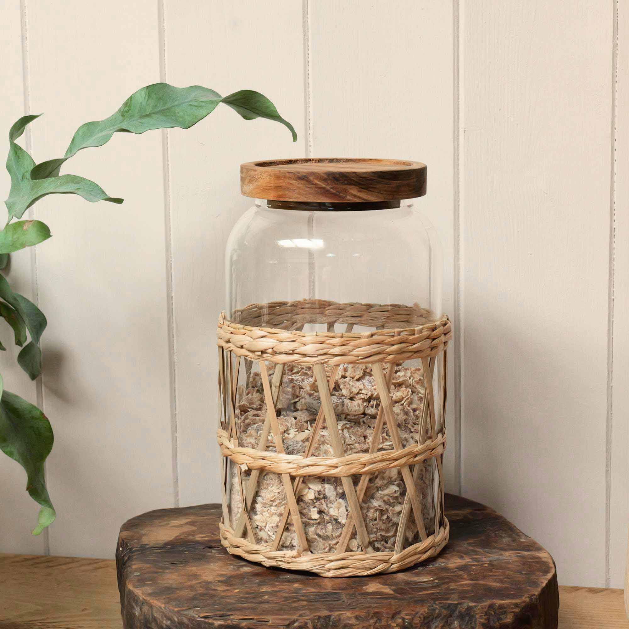 Glass Kitchen Storage Jars | Rattan Sleeve – Ben Simpson Furniture