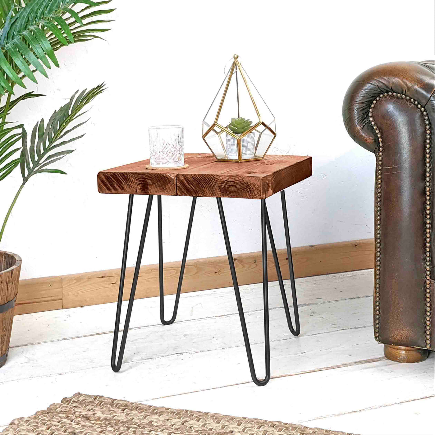 Rustic Wooden Side Table | Hairpin Leg – Ben Simpson Furniture