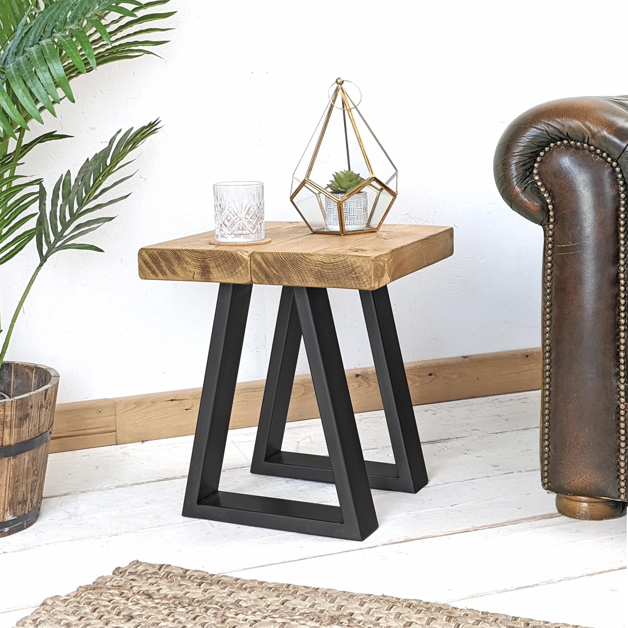 Rustic Wooden Side Table | Trapezium – Ben Simpson Furniture