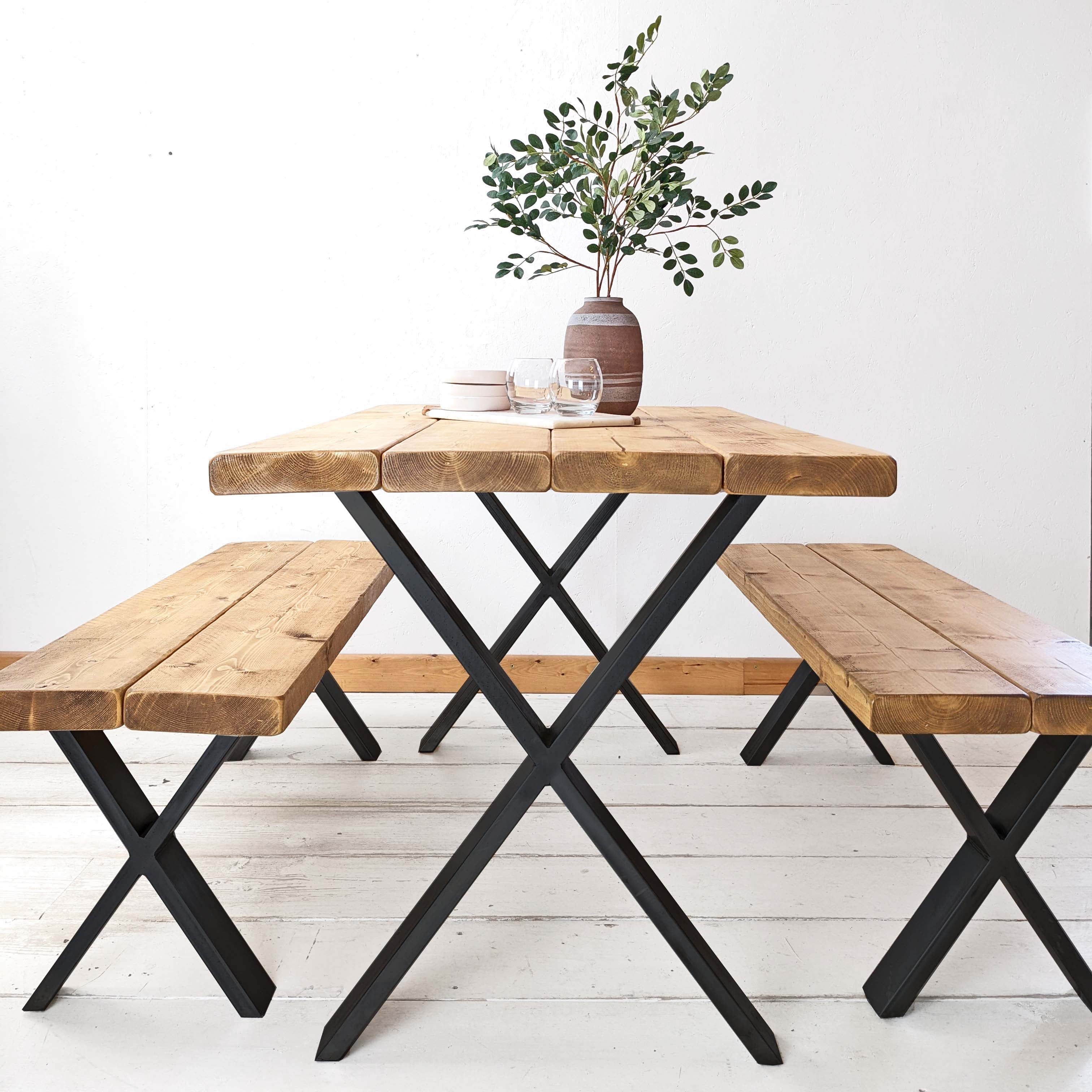 Rustic Furniture Set | X Frame Metal Legs – Ben Simpson Furniture